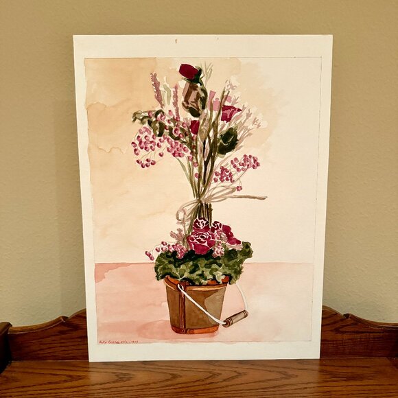 Art | Vintage Watercolor Floral Still Life Painting 1998 | Poshmark